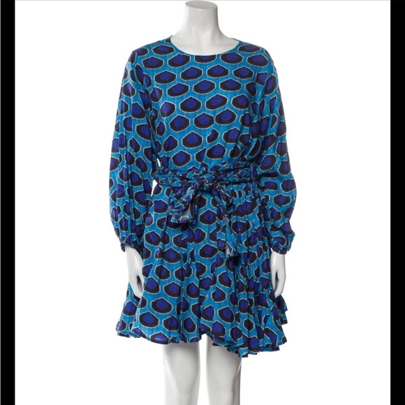 RHODE | Dresses | Rhode Ella Oversized Aline Blue Leopard Print Mini ...